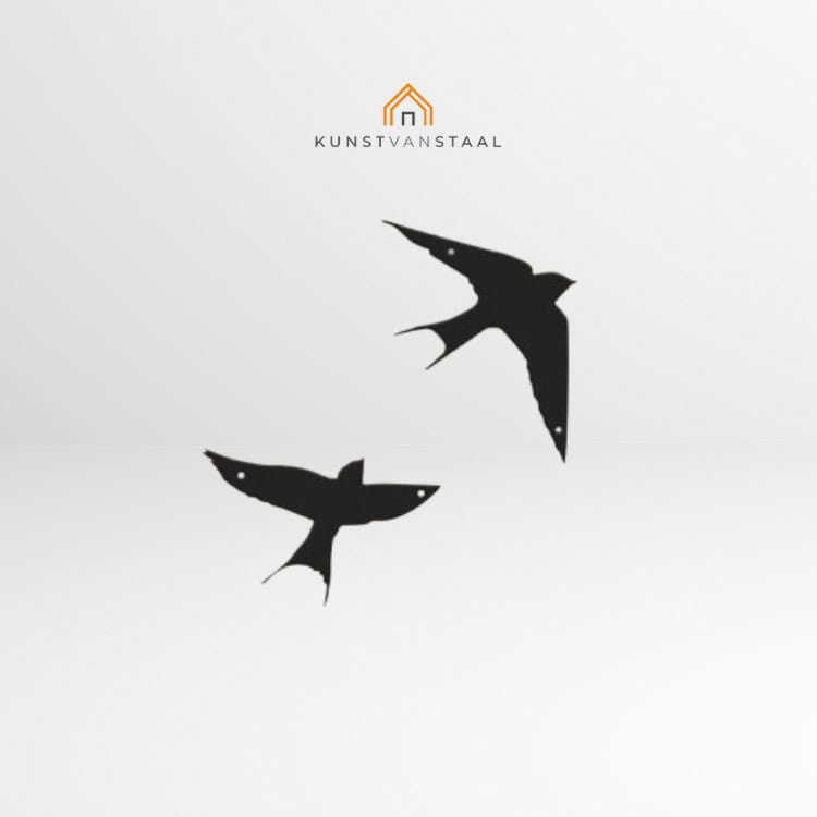 Metalen wanddecoratie "Zwaluwen" (2 stuks) | Kunst van Staal